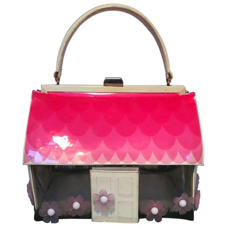 Vintage RARE Moschino Patent Leather House Handbag For Sale at 1stDibs