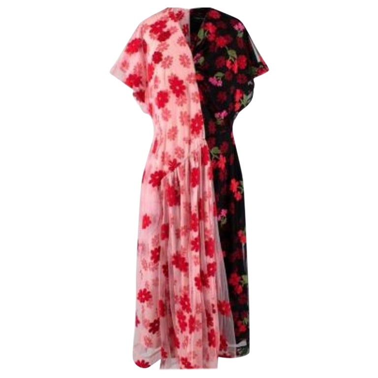 Simone Rocha Pink and Black Contrast Flower Tulle Dress For Sale at 1stDibs