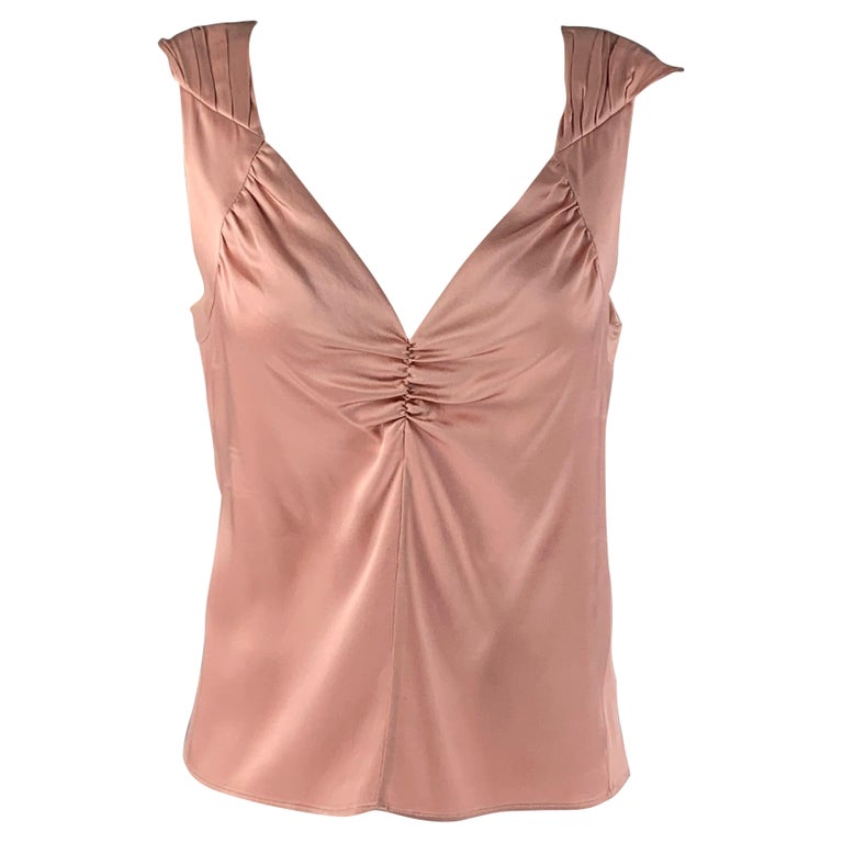 MARNI Size 4 Pink Silk and Elastane Ruched Sleeveless Dress Top For ...