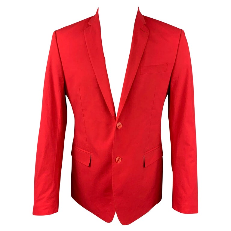 VERSACE COLLECTION Size 40 Red Cotton Notch Lapel Sport Coat For Sale ...