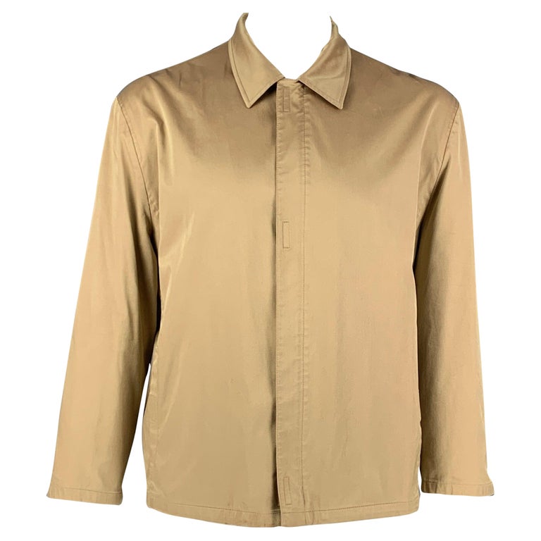 PRADA Size XL Beige Solid Silk Blend Zip and Velcro Jacket For Sale at ...