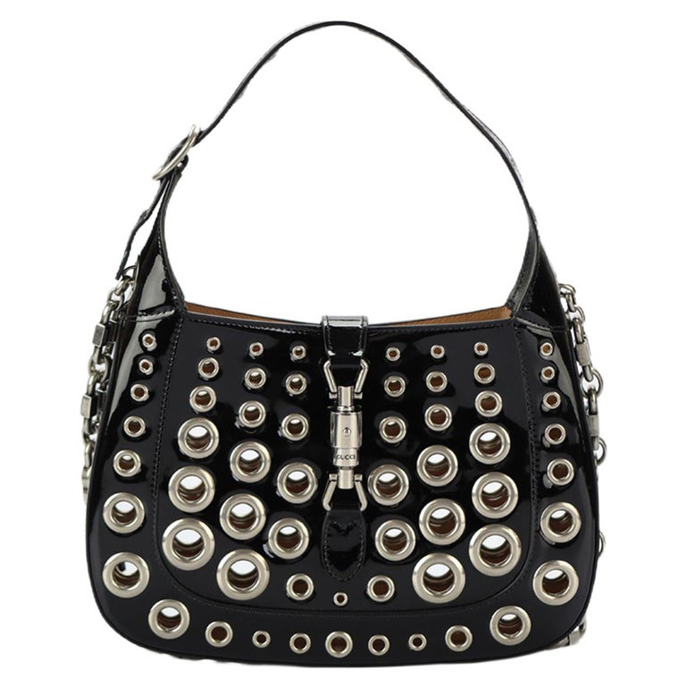 Gucci Ha Ha Ha Jackie 1961 Eyelet Embellished Patent Leather Shoulder ...