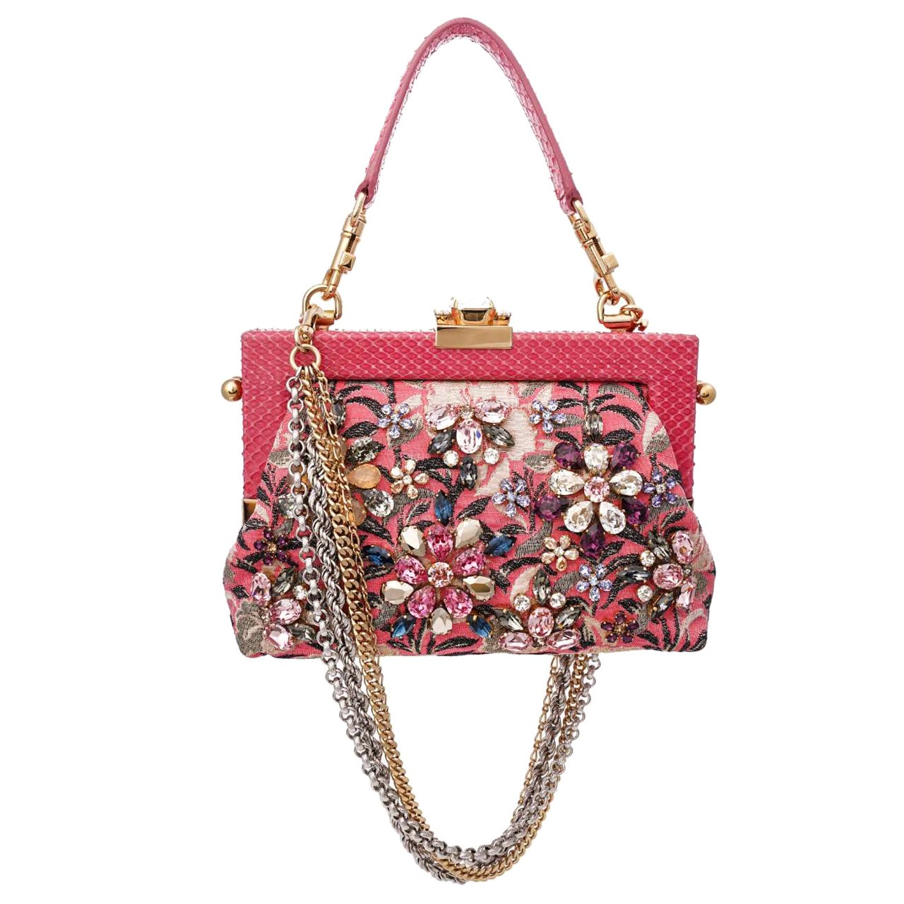 D&G - Jacquard Snakeskin Crystals Evening Clutch Bag VANDA with Chain ...