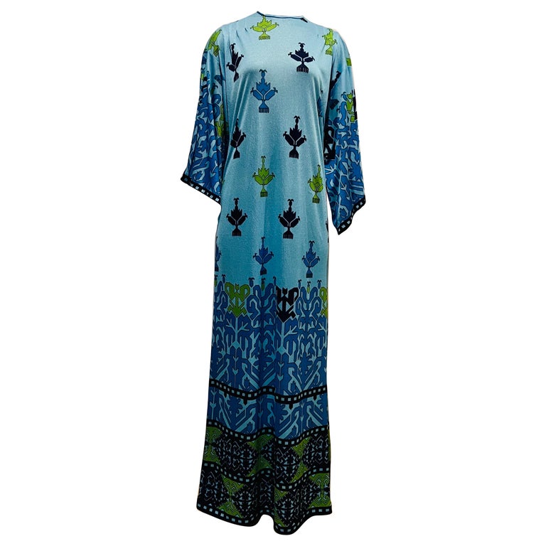 Vintage 1970’s printed patterned maxi patio dress by Sora For Sale at ...