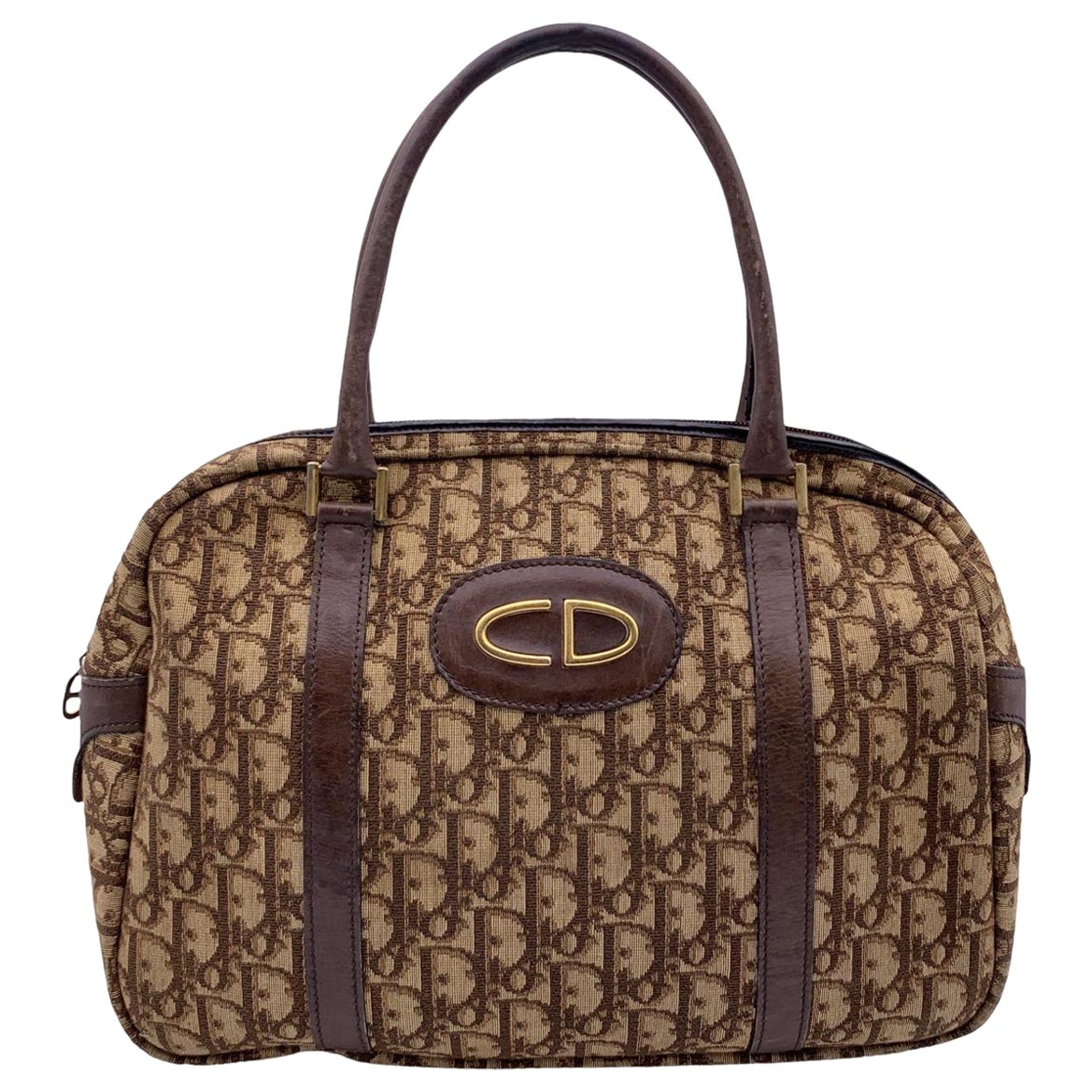 Christian Dior Vintage Brown Oblique Monogram Canvas Boston Bag For ...