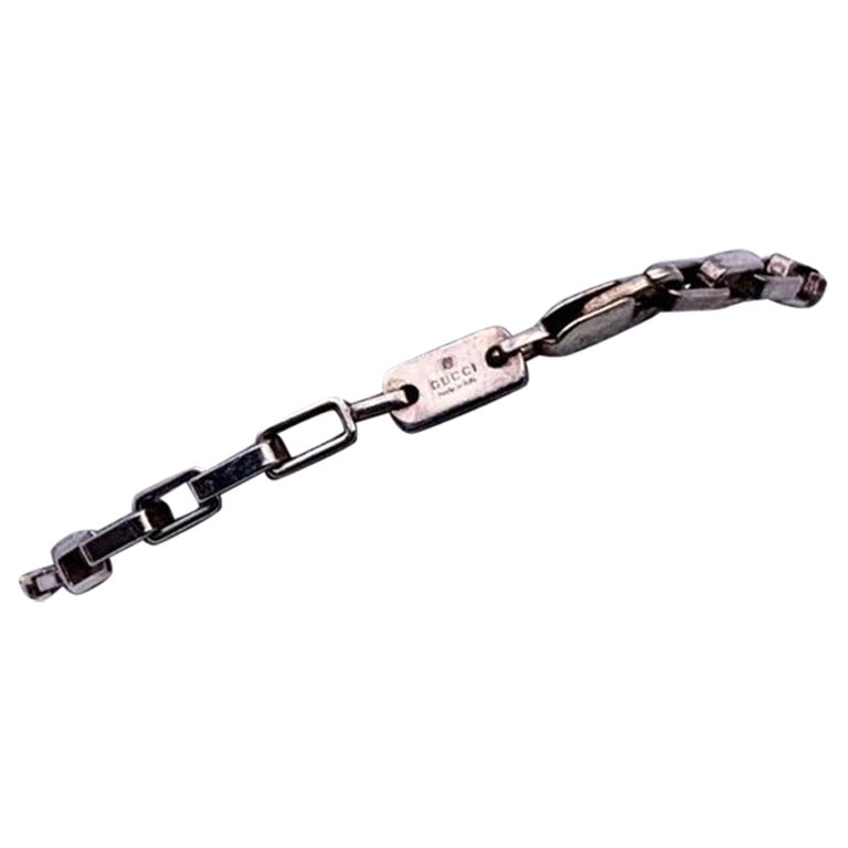 Gucci Sterling Silver 925 Rectangle Chain Link Bracelet For Sale at 1stDibs