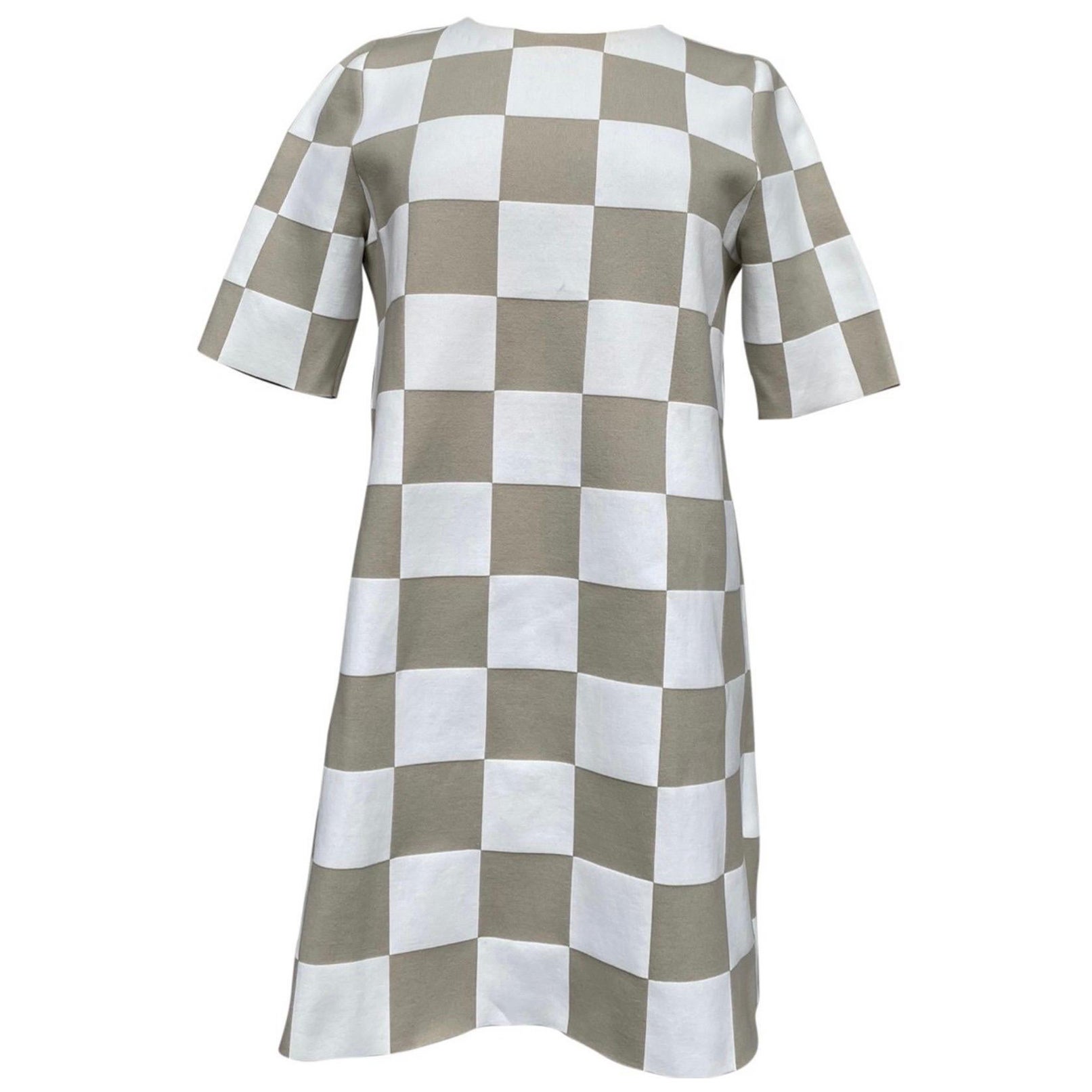 Louis Vuitton SS13 midi beige check dress For Sale at 1stDibs