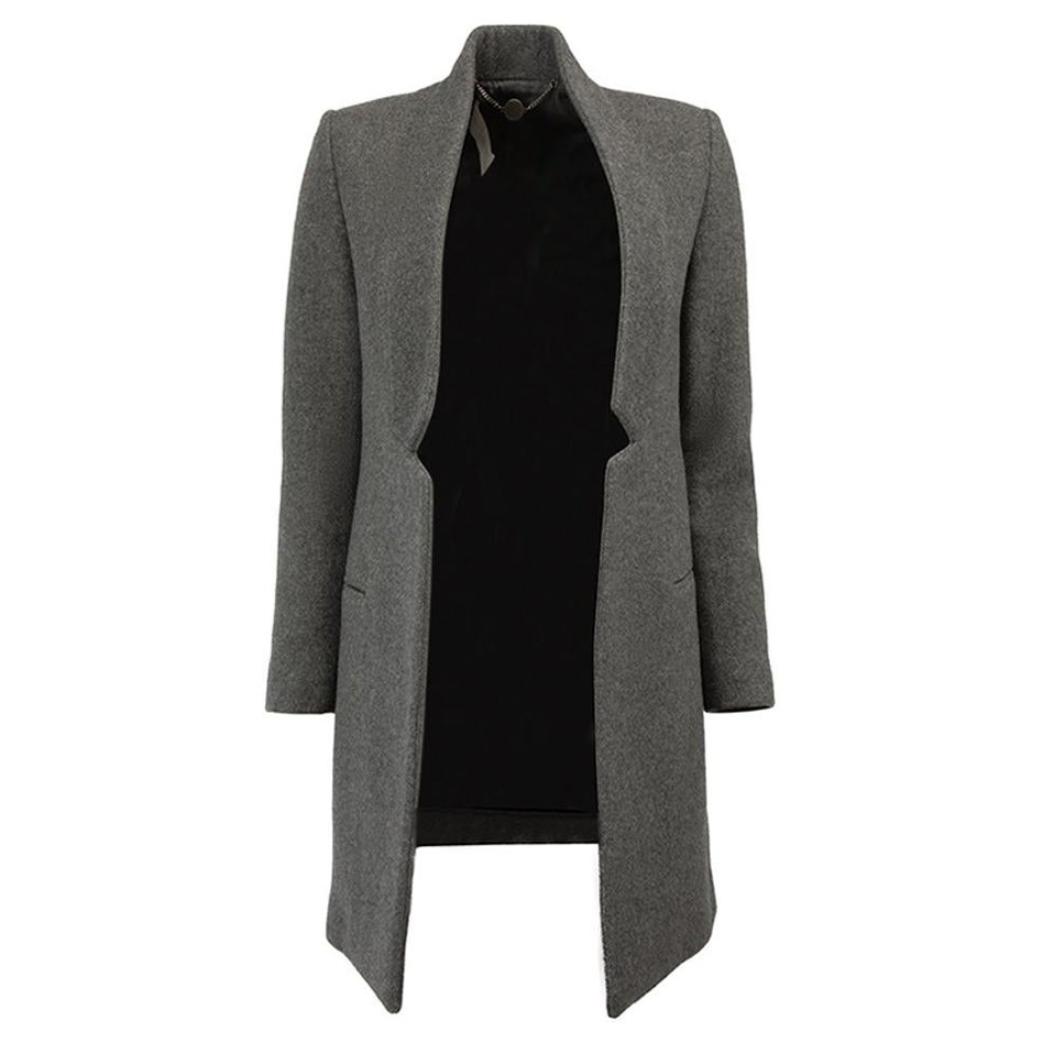 Stella McCartney Women's Grey Wool Open Front Long Coat For Sale at 1stDibs