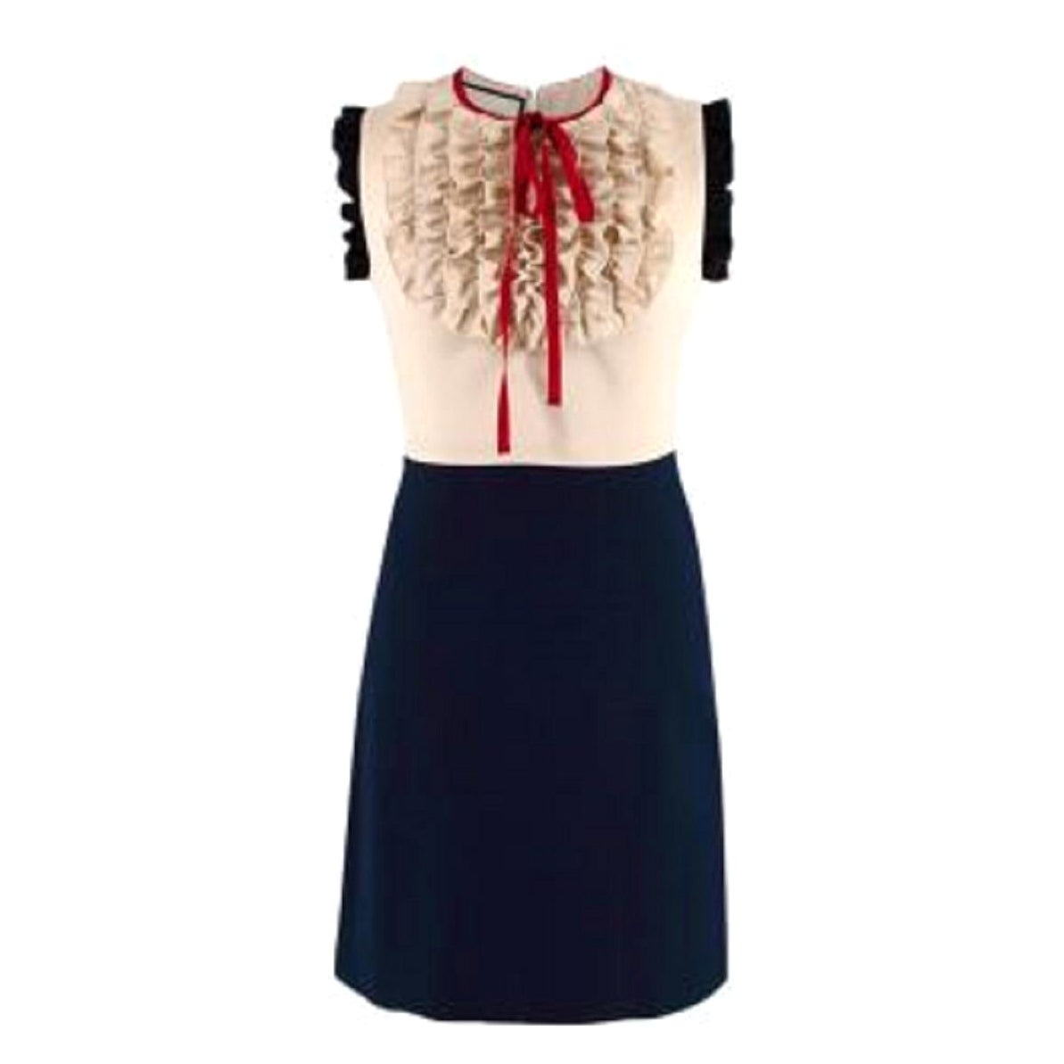 Gucci Ruffled Bib Colourblock Silk Blend Mini Dress For Sale at 1stDibs