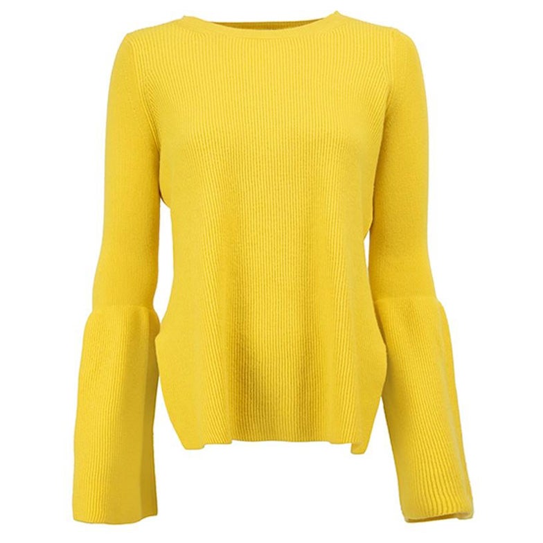 Stella McCartney Women's Yellow Wool Ribbed Knit Jumper For Sale at 1stDibs