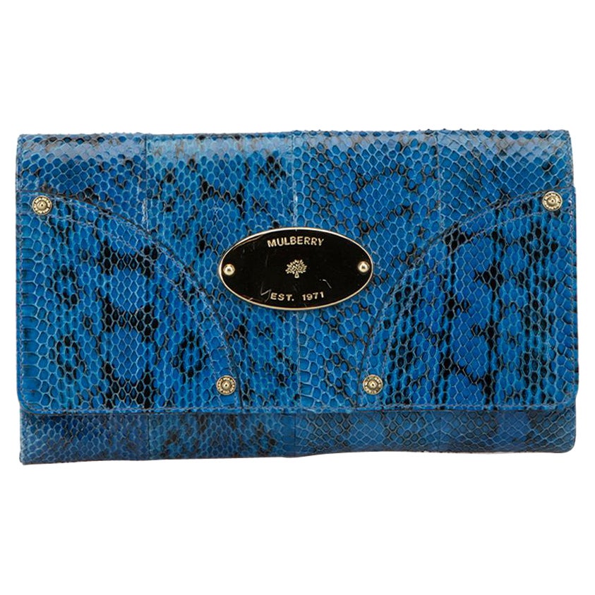Mulberry Women's Blue Snakeskin Leather Clutch For Sale at 1stDibs