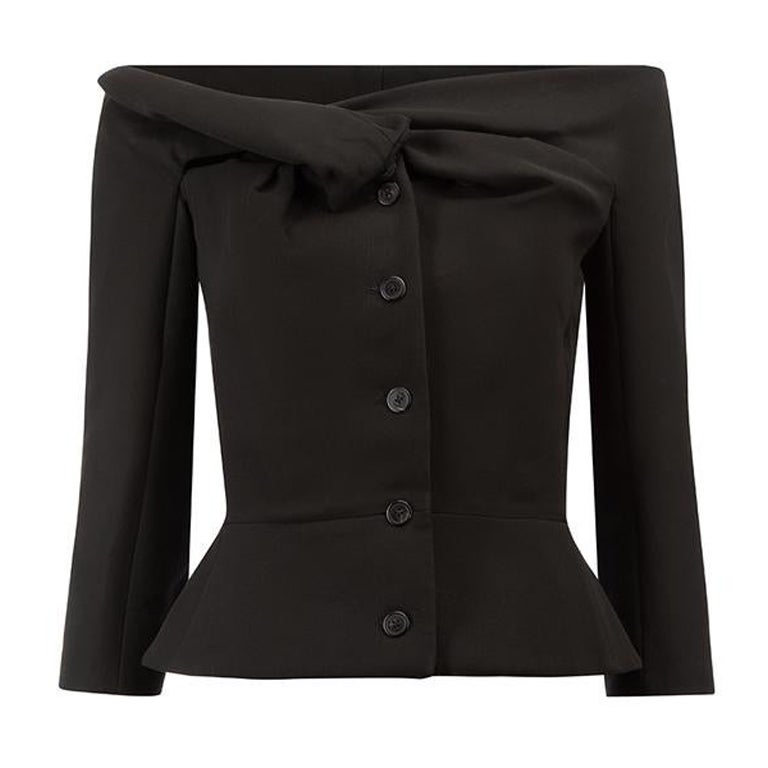 Dior Women's Black Button Up Off Shoulder Top For Sale at 1stDibs