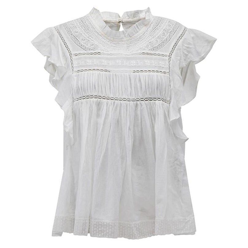 Isabel Marant Women's Isabel Marant Étoile White Lace Trim Ruffled ...
