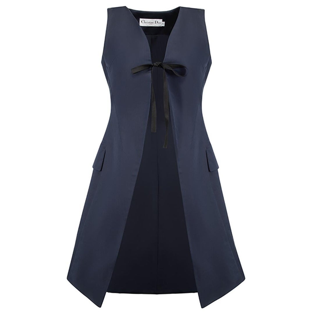 Dior Women's Navy Silk Sleeveless Overcoat For Sale at 1stDibs
