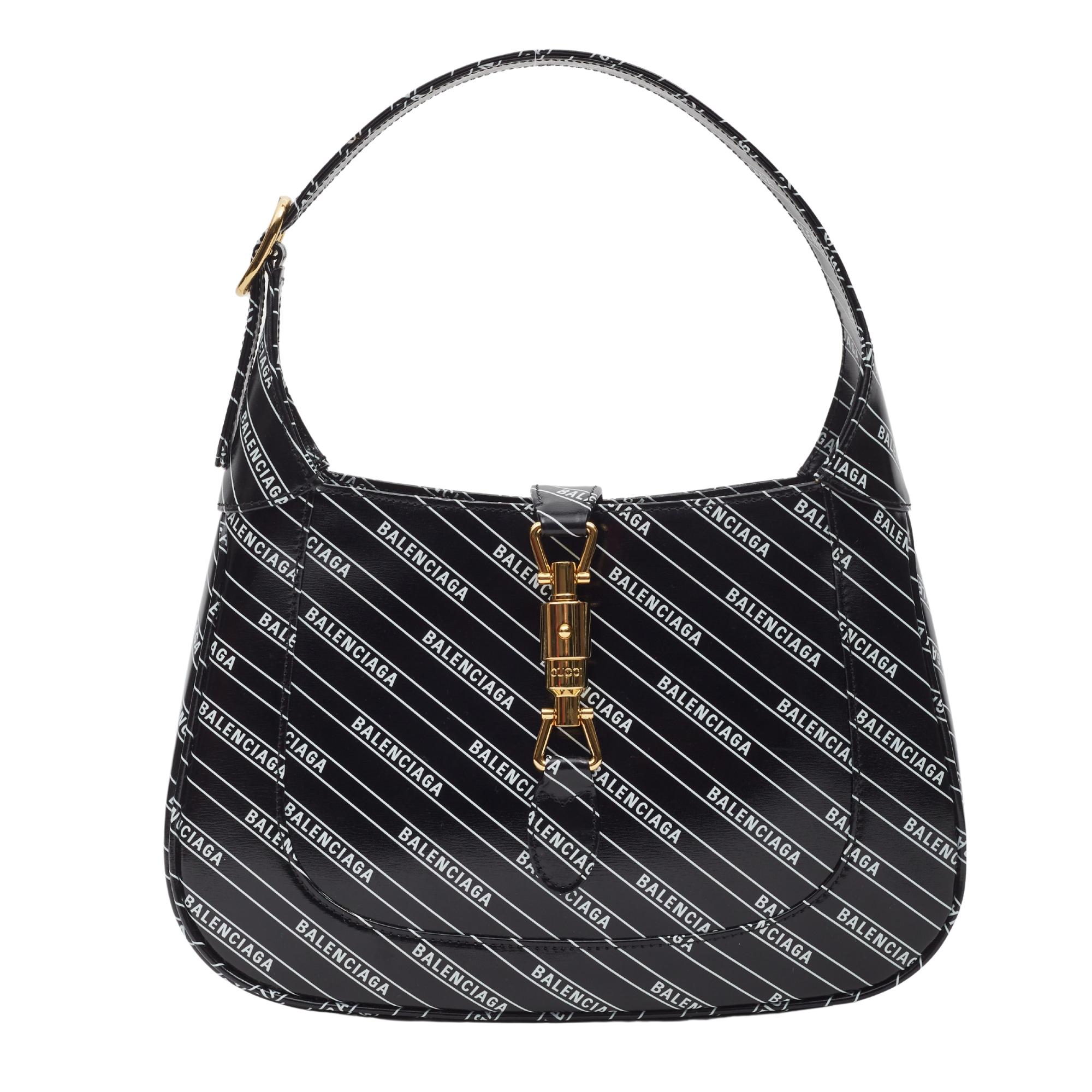 Gucci x Balenciaga Hacker Project Black Leather Jackie handbag For Sale ...