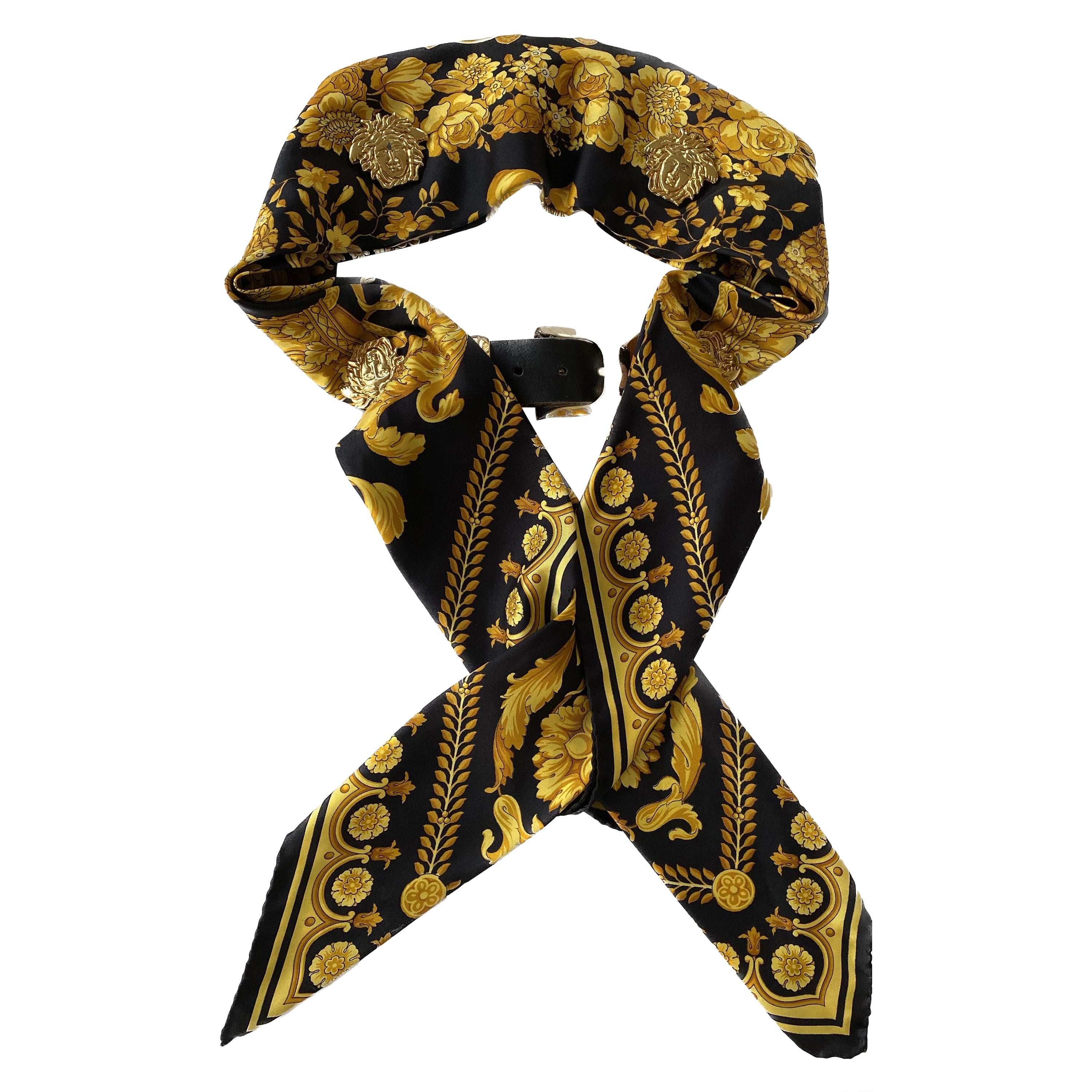 Gianni Versace Vintage 1990s Silk Scarf Belt with Medusa Medallions For ...