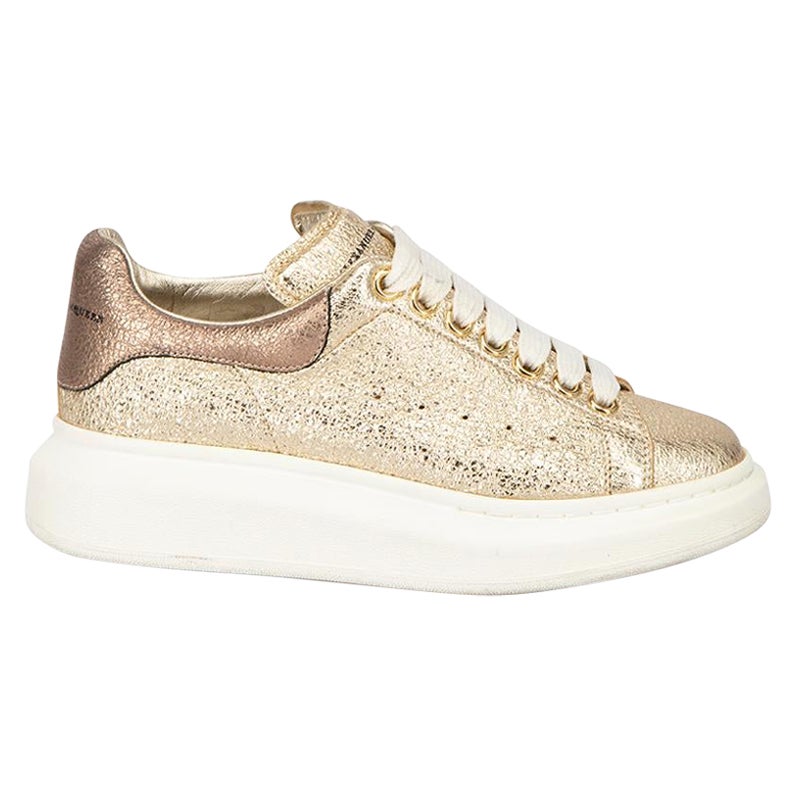 Alexander McQueen Women's Gold Leather Oversize Metallic Trainers For ...