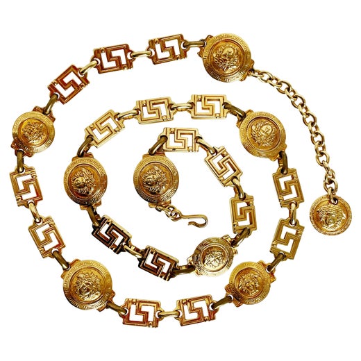 Versace Medusa Faux Pearl Drop Earrings Metallic For Sale at 1stDibs