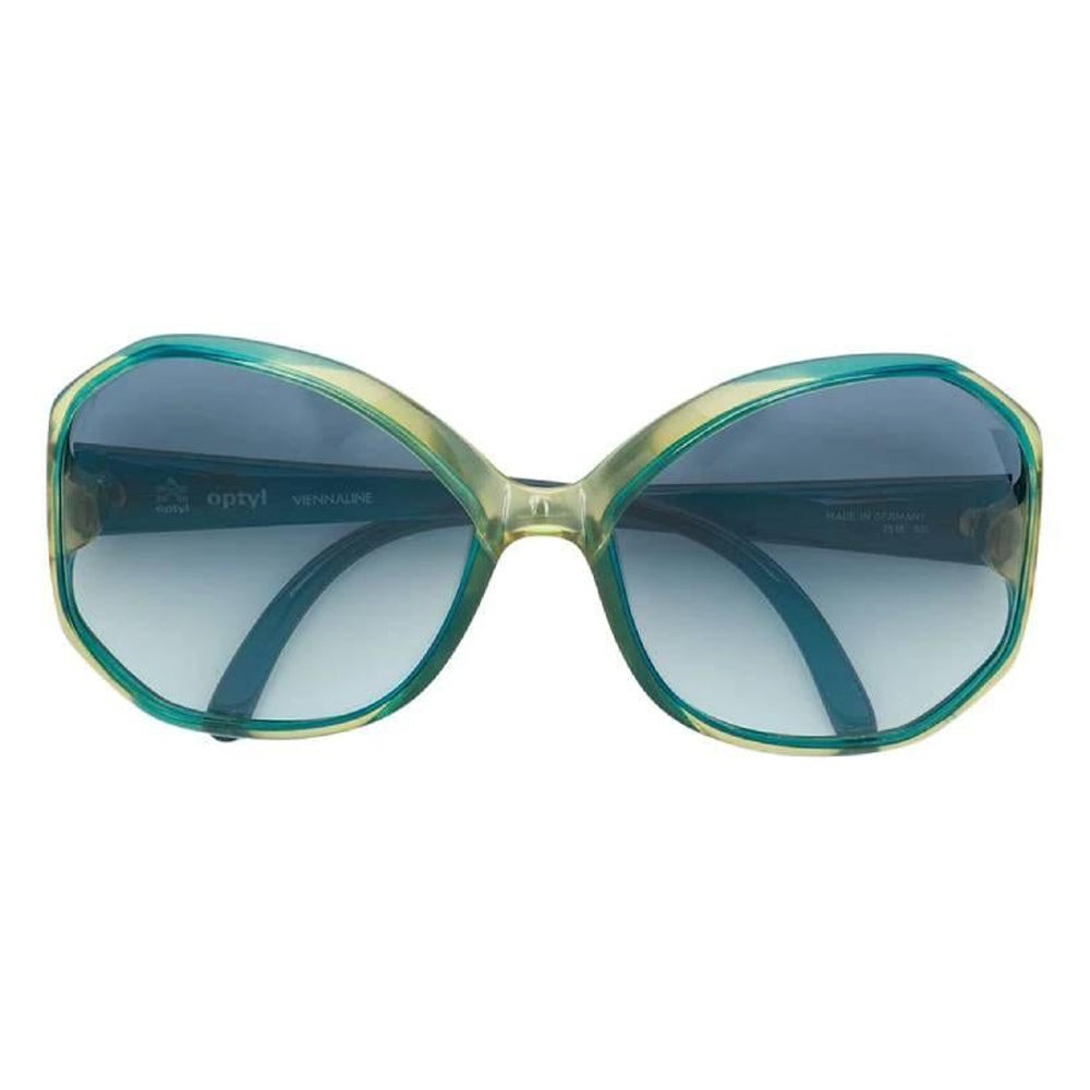 Viennaline Vintage turquoise and yellow acetate 70s sunglasses For Sale ...