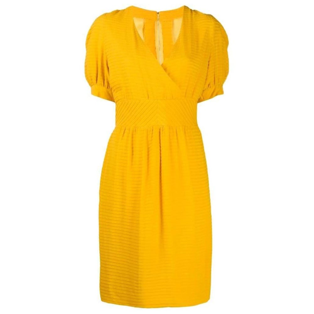80s A.N.G.E.L.O. Vintage Cult yellow pleated silk midi dress For Sale ...