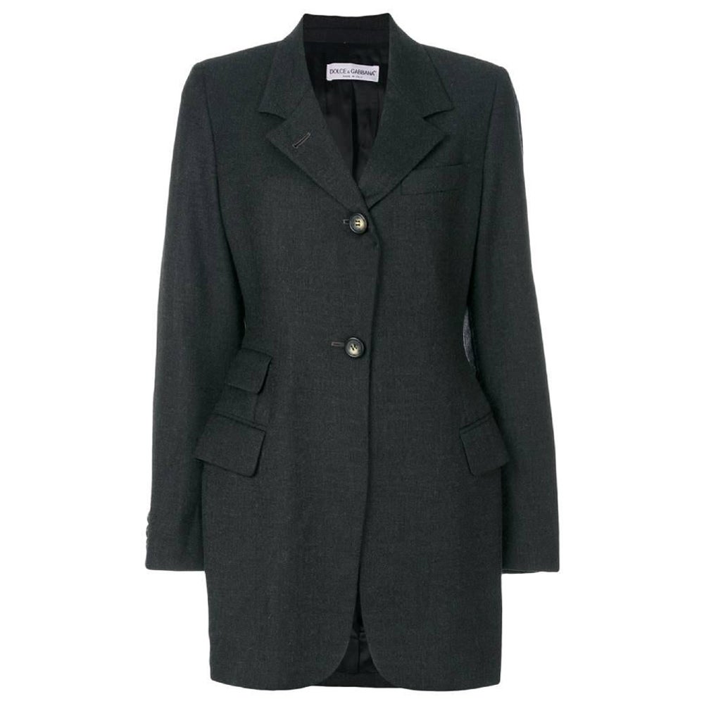 80s Dolce and Gabbana Vintage anthracite wool long jacket. For Sale at ...