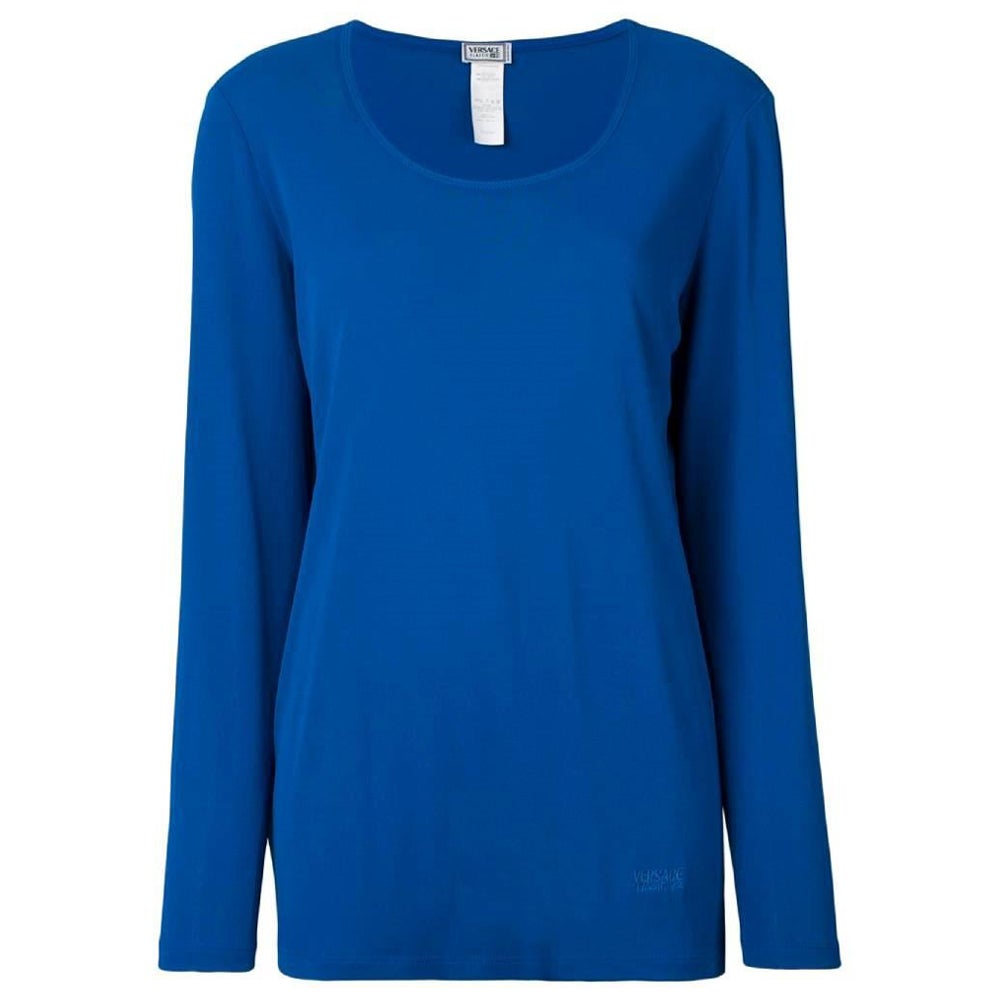 90s Versace Vintage electric blue acetate blouse For Sale at 1stDibs