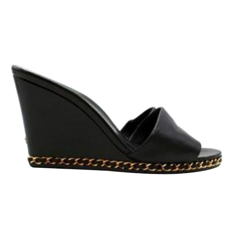 Chanel Leather Chain Slide Wedges For Sale at 1stDibs