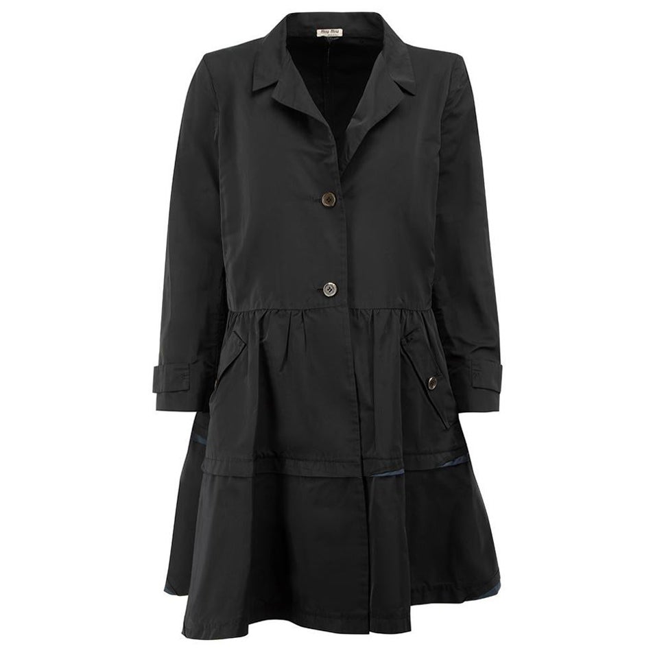 Black Single Breasted Trench Coat Size L For Sale at 1stDibs