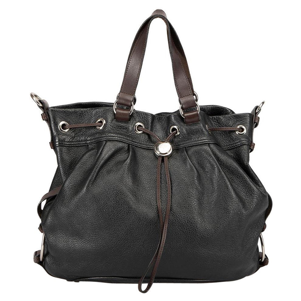Mulberry Women's Black Leather Drawstring Handbag For Sale at 1stDibs