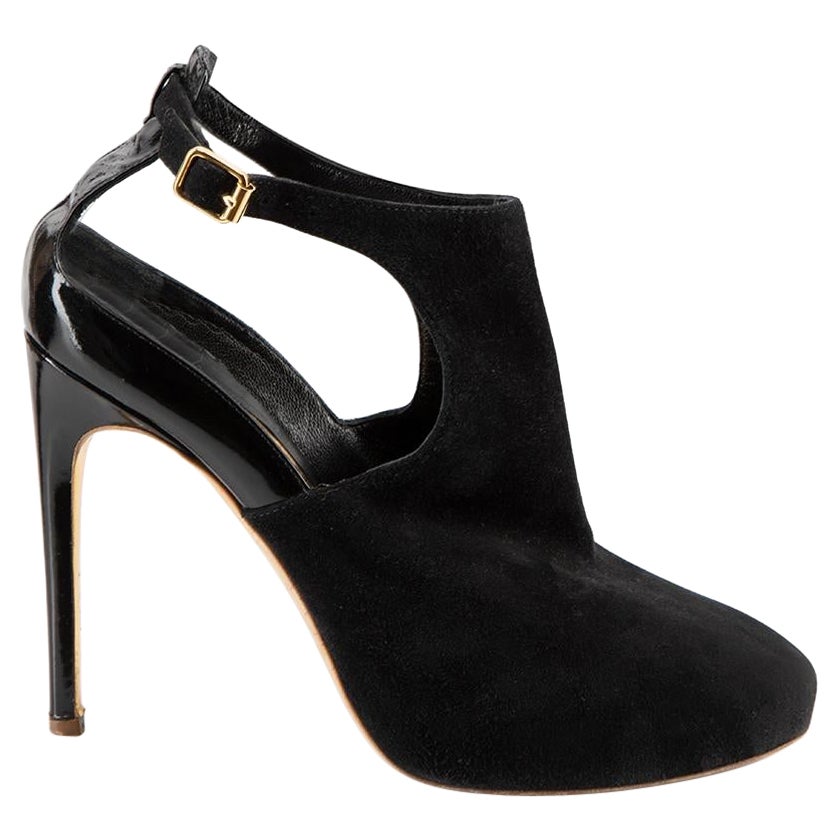 Black Suede Cut Out Ankle Booties Size IT 38 For Sale at 1stDibs