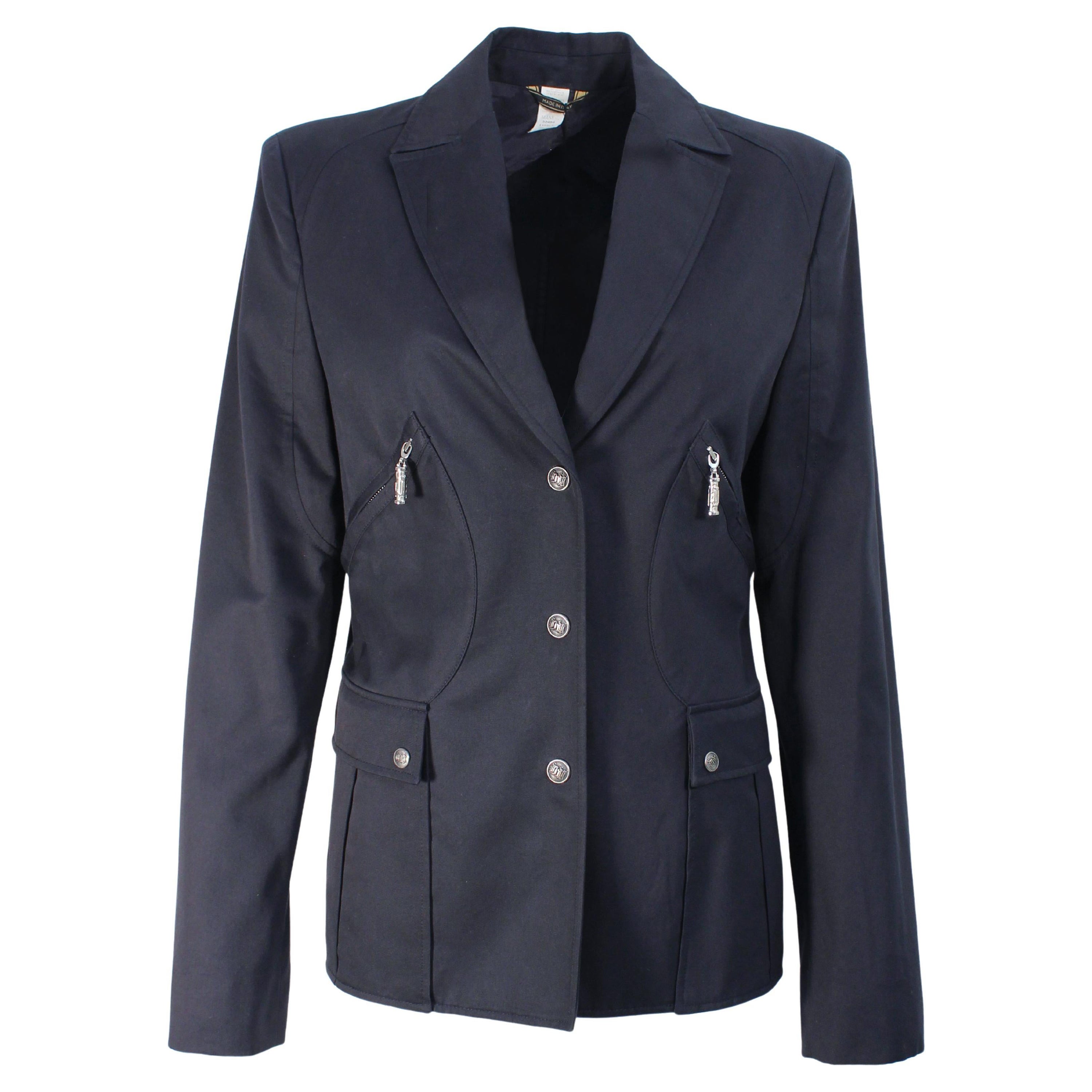 Versace Jacket Blazer Military Style Navy NWT NOS Size 46 For Sale at ...
