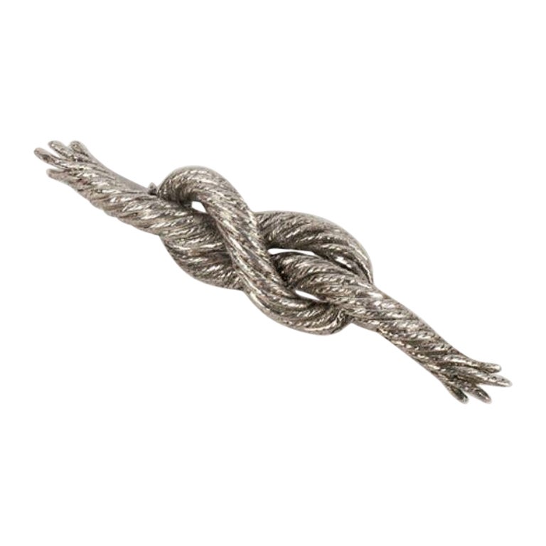 Hermès Silver Knot of Eight in Rope Brooch For Sale at 1stDibs