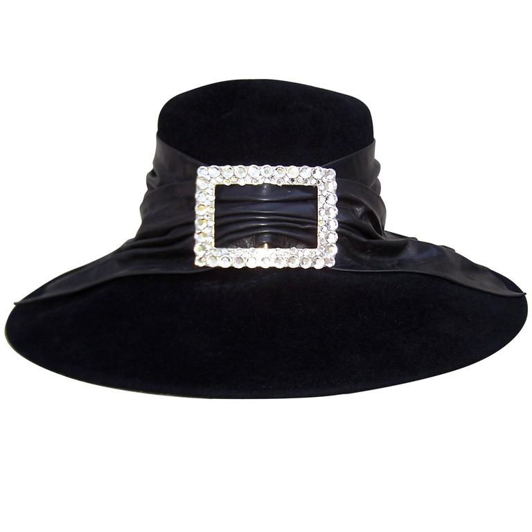 C.1990 Gabriel Amar For Frank Olive Wide Brimmed Pilgrim Style Hat at ...