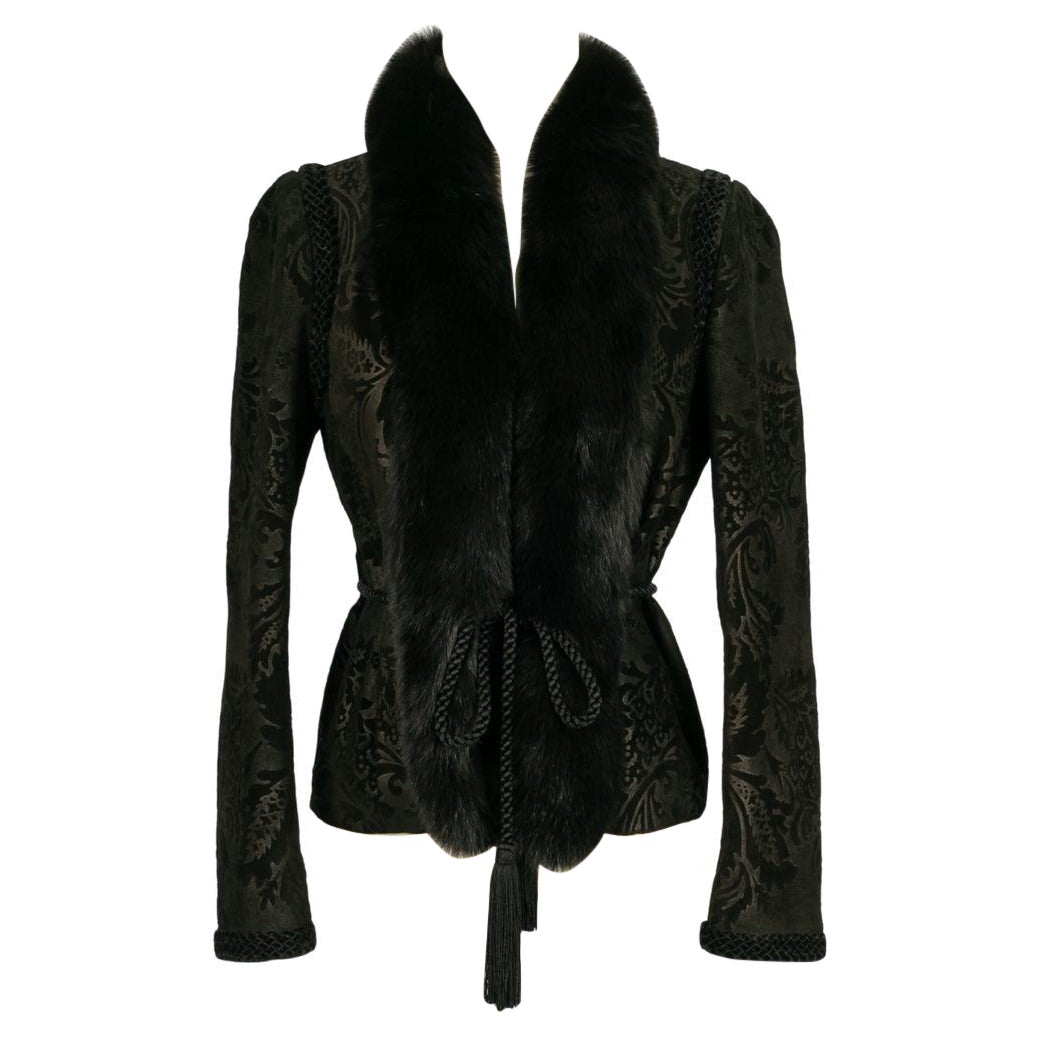 Gucci Leather and Fox Fur Jacket For Sale at 1stDibs