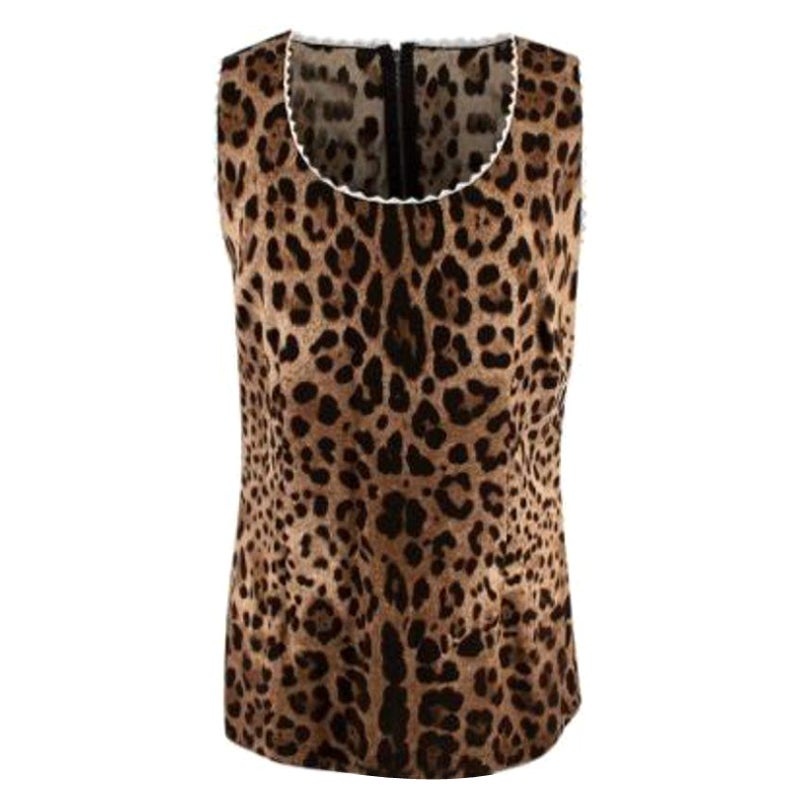 Dolce and Gabbana Silk Blend Leopard Print Sleeveless Top For Sale at ...