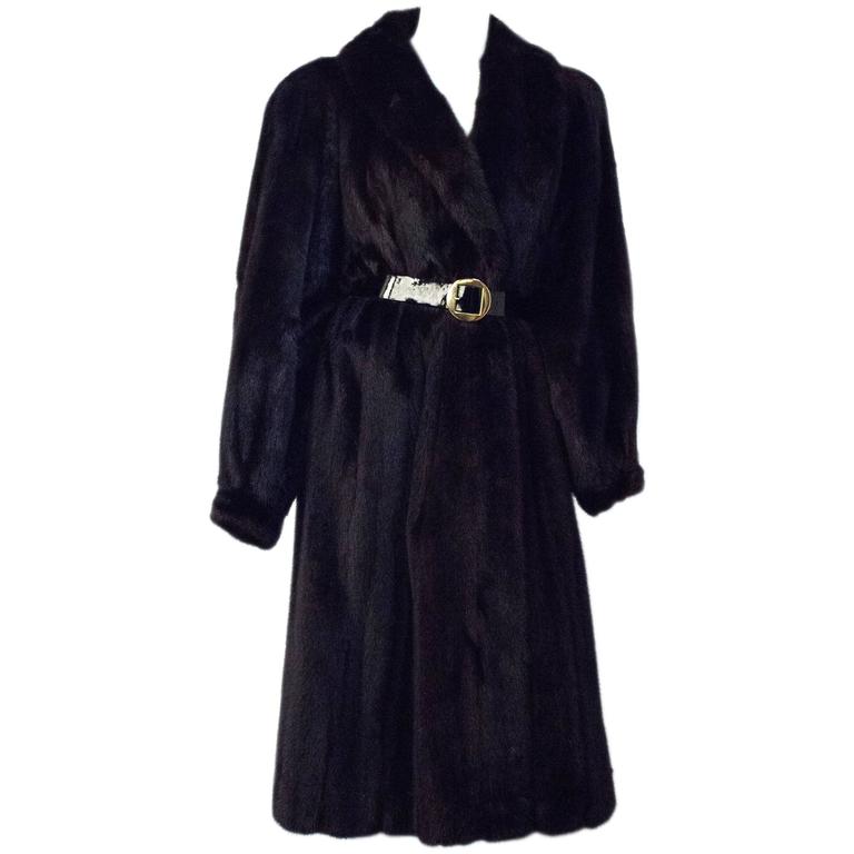 80s Dark Brown Full Length Mink Coat at 1stDibs