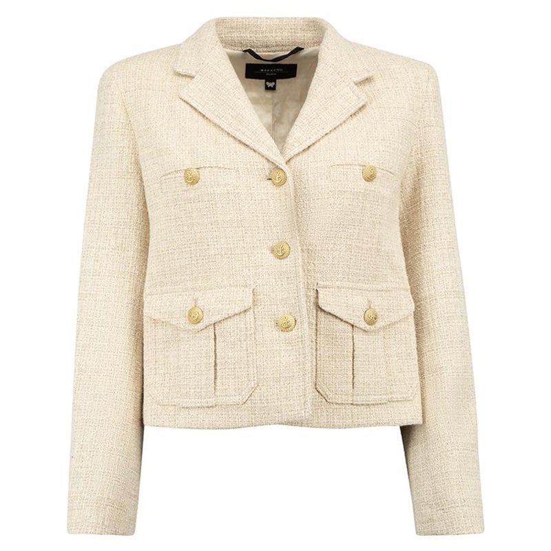 Weekend MaxMara Beige Tweed Jacket Size S For Sale at 1stDibs