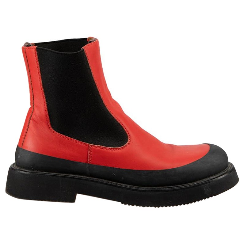 Red Leather Chelsea Boots Size IT 39.5 For Sale at 1stDibs