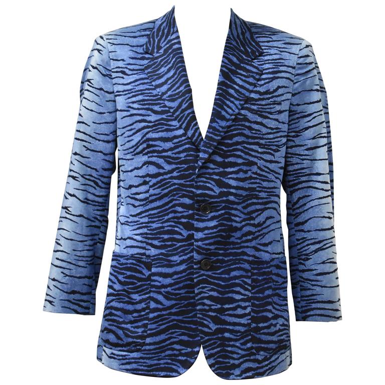 Moschino Cheap and Chic Blue Tiger Print Jacket at 1stDibs