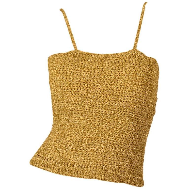 Vintage Gold Knit Metallic Crop Top at 1stDibs