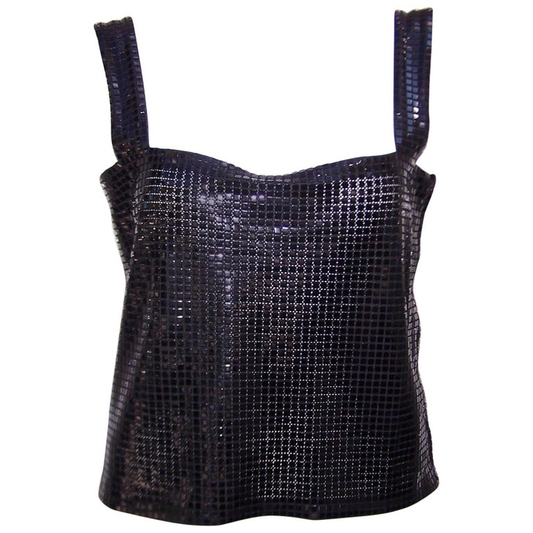 1980's Krizia Space Age Black Mesh Disco Top at 1stDibs