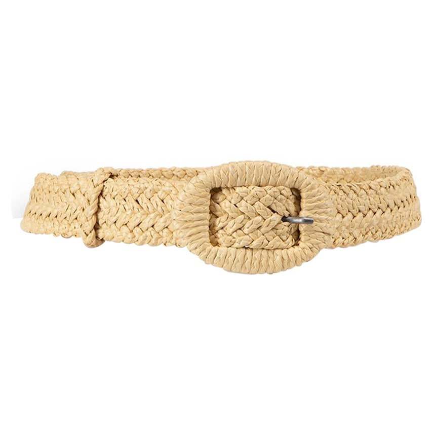 Altuzarra Women's Beige Raffia Leather Trim Belt For Sale at 1stDibs