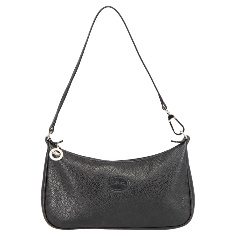 Longchamp Women's Black Leather Mini Shoulder Bag For Sale at 1stDibs