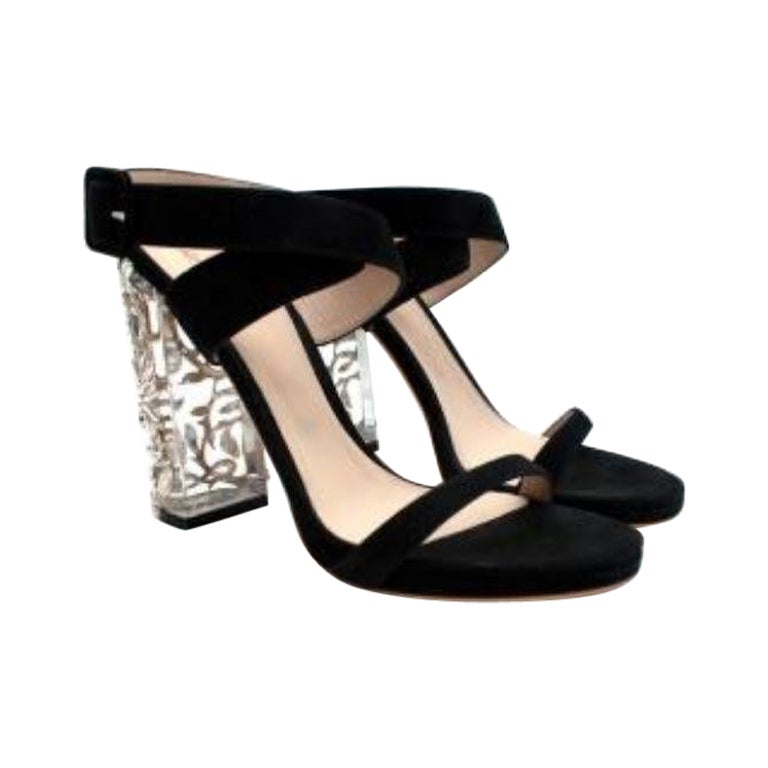 Ralph and Russo Black Suede Eden Plexi Sandals For Sale at 1stDibs