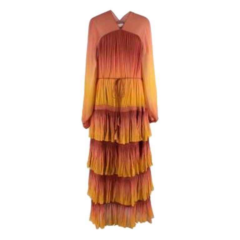 Zimmermann Orange Postcard Tiered Gown For Sale at 1stDibs