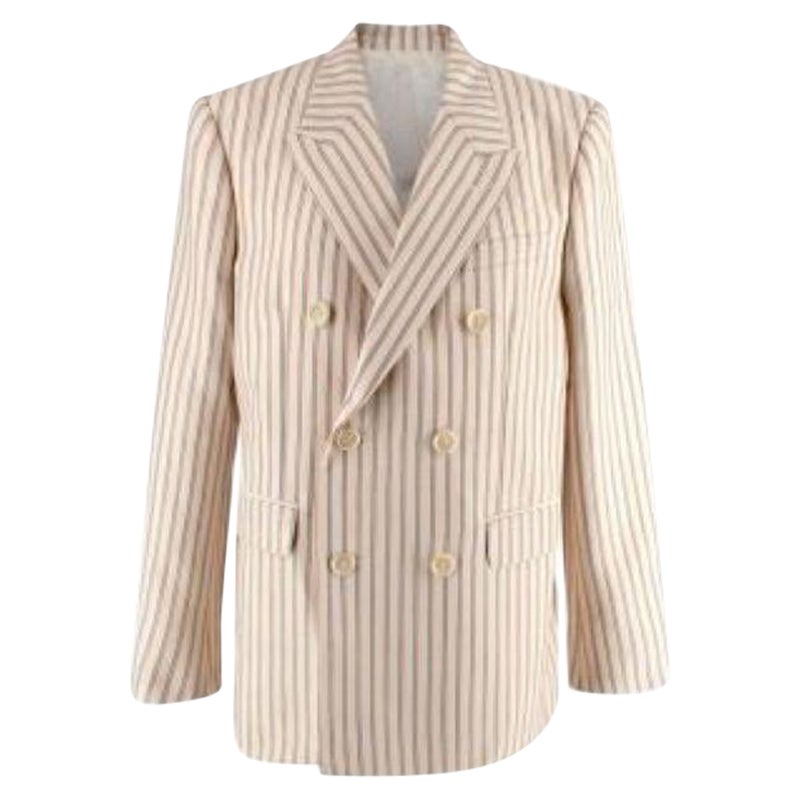 Celine Multicolour Striped Cream Wool Double Breasted Blazer For Sale ...