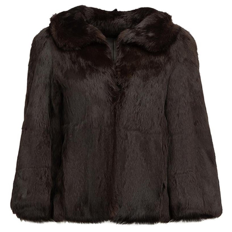 Chocolate Brown Rabbit Fur Jacket Size M For Sale at 1stDibs