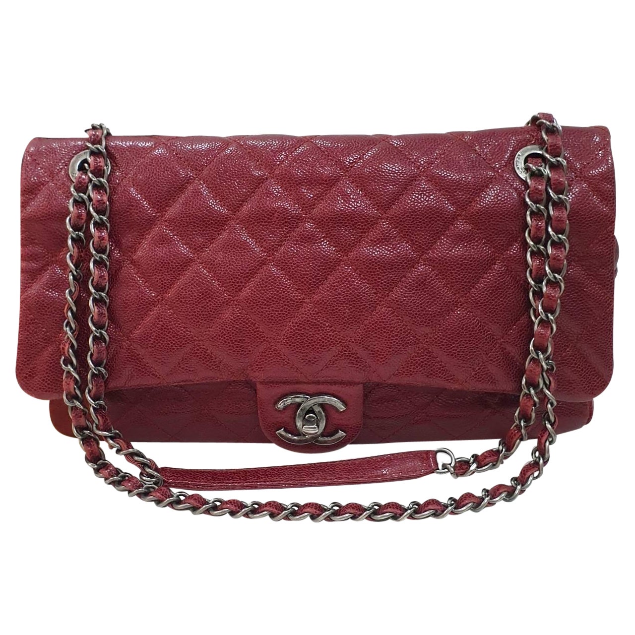 CHANEL Classic Easy Flap Caviar Leather Bag For Sale at 1stDibs