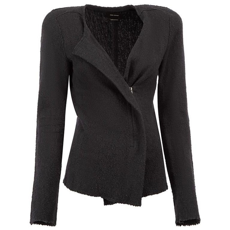 Black Knit Padded Shoulder Jacket Size S For Sale at 1stDibs