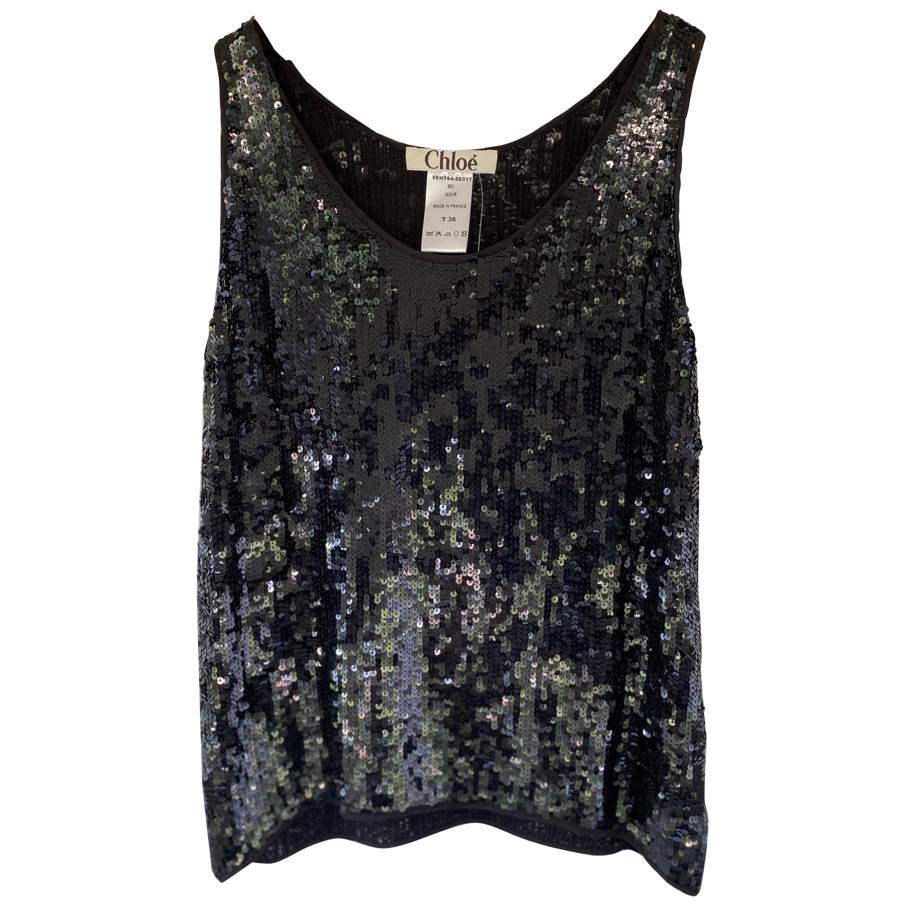 Phoebe Philo for Chloe 2005 Sequin and Silk Runway Top For Sale at 1stDibs